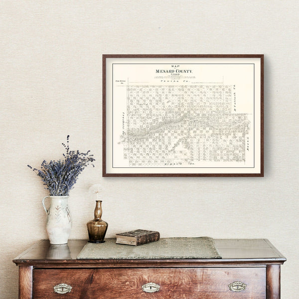 Vintage Map of Menard County, Texas 1879 - Home and Tower