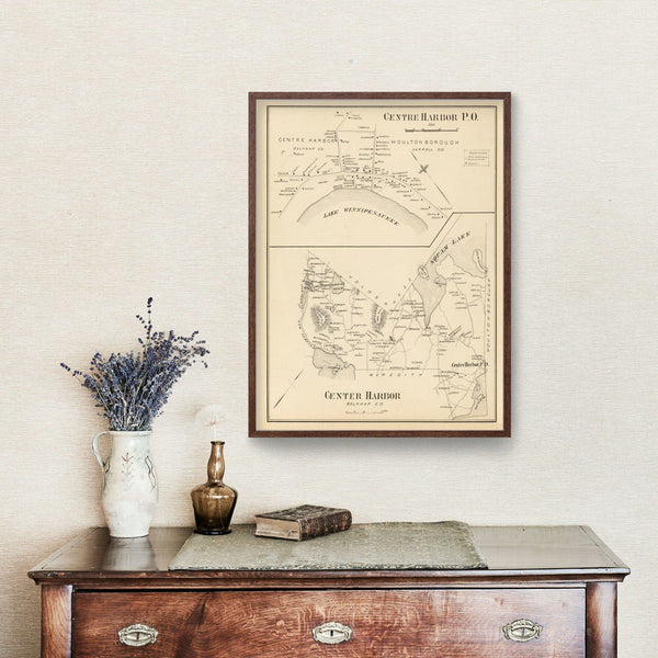 Vintage Map of Center Harbor, New Hampshire 1892 - Home and Tower