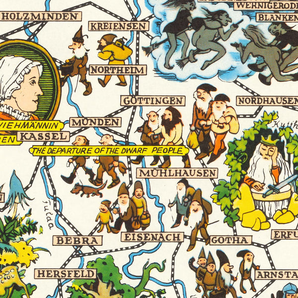 Vintage Fairy Tale Map of Germany, 1960 - Home and Tower