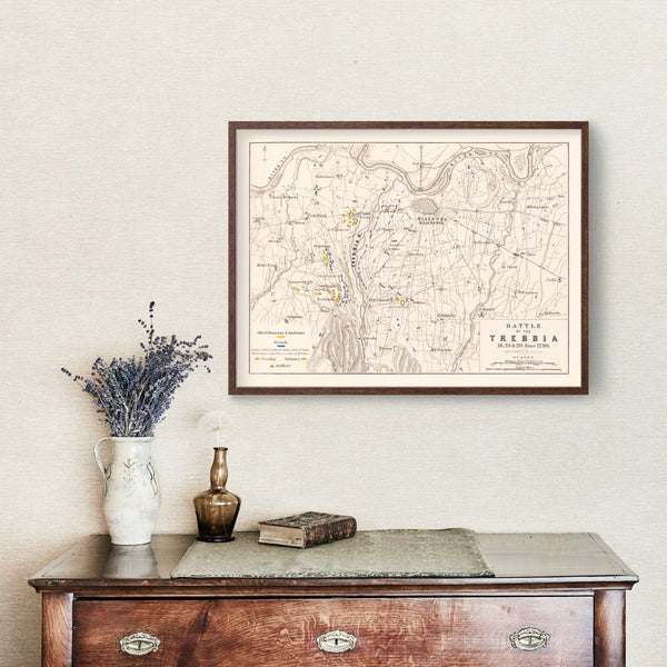Vintage Map of the Battle of Trebbia, 1799 - Home and Tower