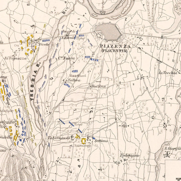 Vintage Map of the Battle of Trebbia, 1799 - Home and Tower