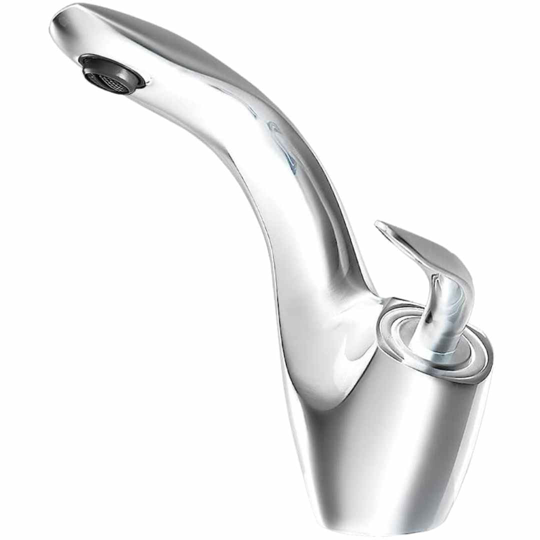 Modern Bathroom Sink Faucet Single Handle - Deck Plate & Pop-Up Drain ...